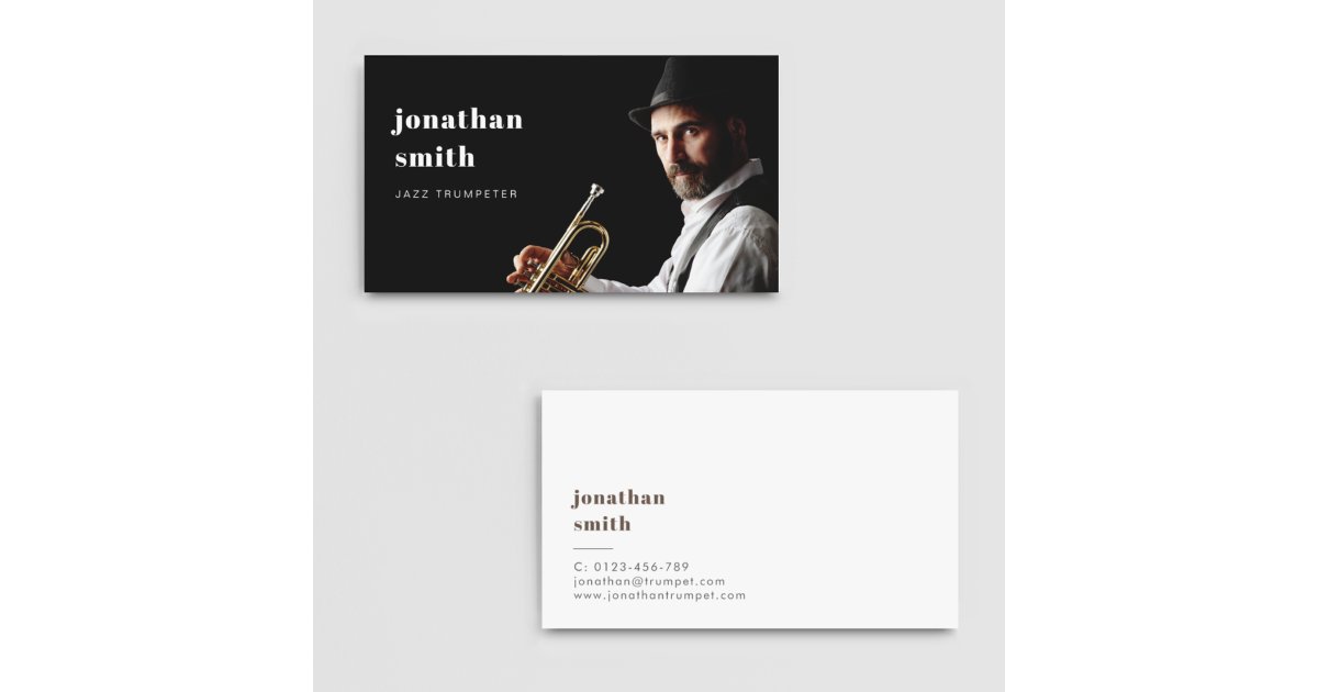 Minimal Custom Photo Professional Musician Modern Business Card | Zazzle