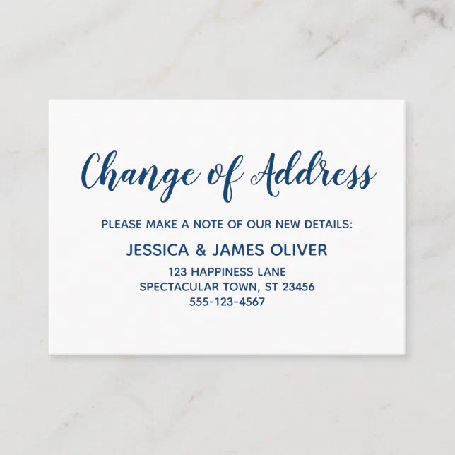 Minimal Dark Blue on White Change of Address Card | Zazzle