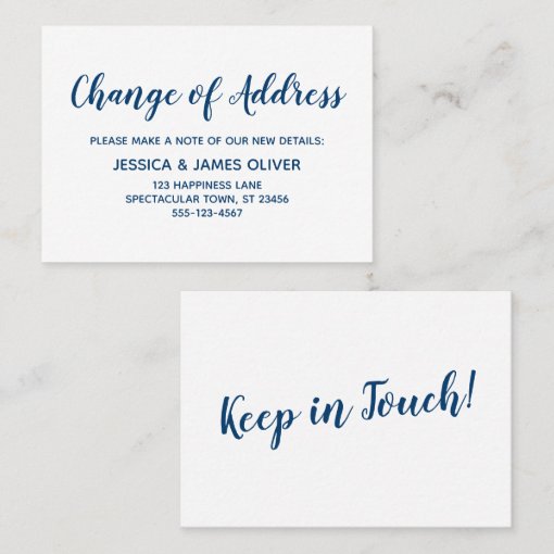 Minimal Dark Blue on White Change of Address Card | Zazzle