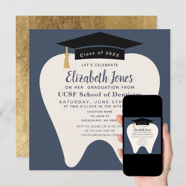 Minimal Dentistry School Tooth Graduation Party Invitation | Zazzle