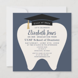 Minimal Dentistry School Tooth Graduation Party Invitation | Zazzle