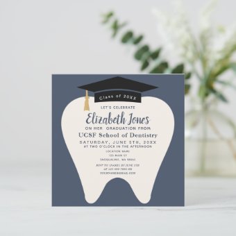 Minimal Dentistry School Tooth Graduation Party Invitation | Zazzle
