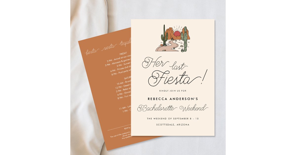 Minimal Desert Fiesta Bachelorette Weekend Invitation | Zazzle