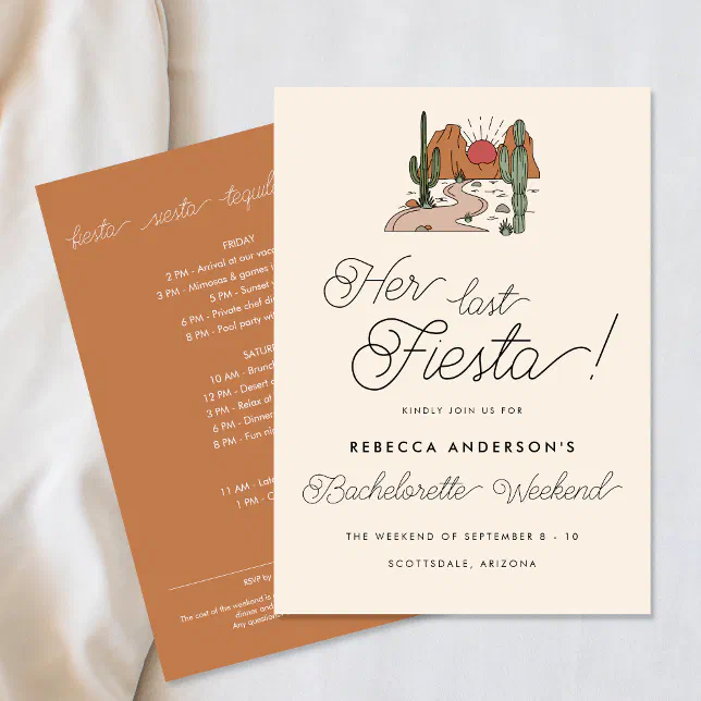Minimal Desert Fiesta Bachelorette Weekend Invitation | Zazzle
