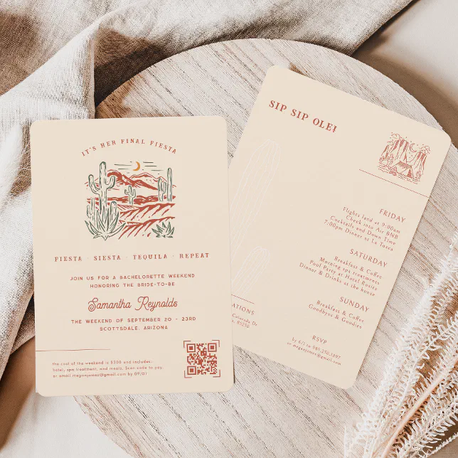 Minimal Desert Fiesta | Bachelorette Weekend Invitation | Zazzle