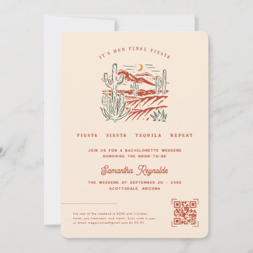 Minimal Desert Fiesta | Bachelorette Weekend Invitation | Zazzle