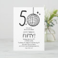 Minimal Doodle 50th Disco Ball Birthday Invitation | Zazzle