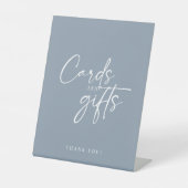 Minimal Dusty Blue Modern Script Cards and Gifts Pedestal Sign | Zazzle