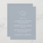 Minimal Dusty Blue Monogram Wedding Details Enclosure Card | Zazzle