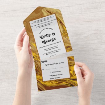 Minimal Earth Tone Gold Terracotta Artsy Wedding All In One Invitation ...