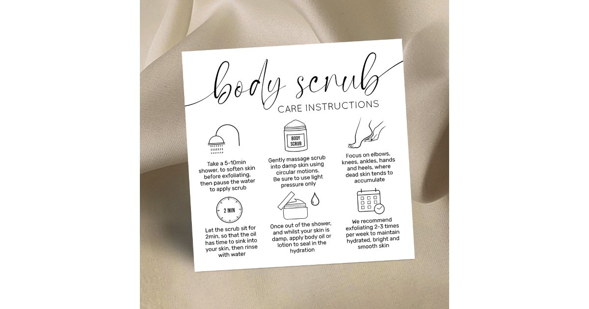 Minimal Elegant Black White Body Scrub Care Cards | Zazzle