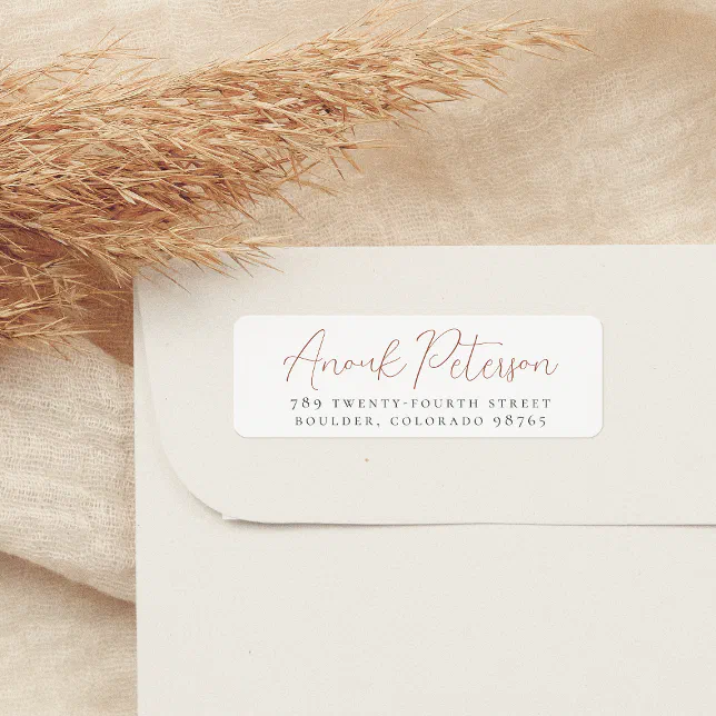 Minimal Elegant Calligraphy Earty Return Address Label | Zazzle