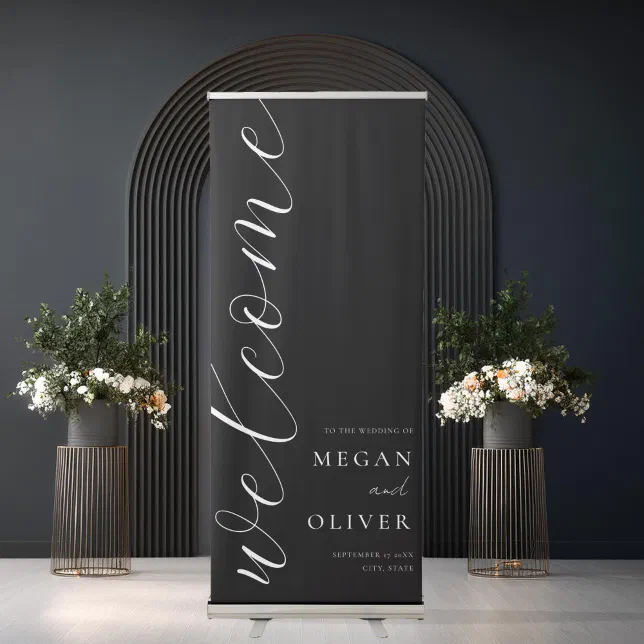 Minimal Elegant Calligraphy Script Wedding Welcome Retractable Banner ...