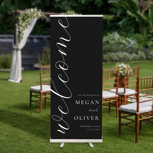 Minimal Elegant Calligraphy Script Wedding Welcome Retractable Banner ...
