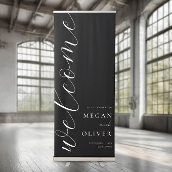 Minimal Elegant Calligraphy Script Wedding Welcome Retractable Banner ...