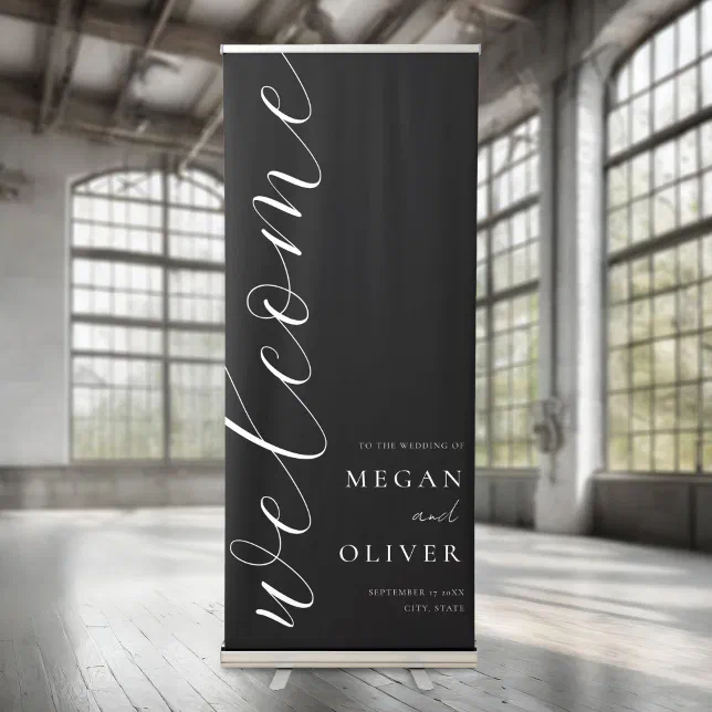 Minimal Elegant Calligraphy Script Wedding Welcome Retractable Banner ...