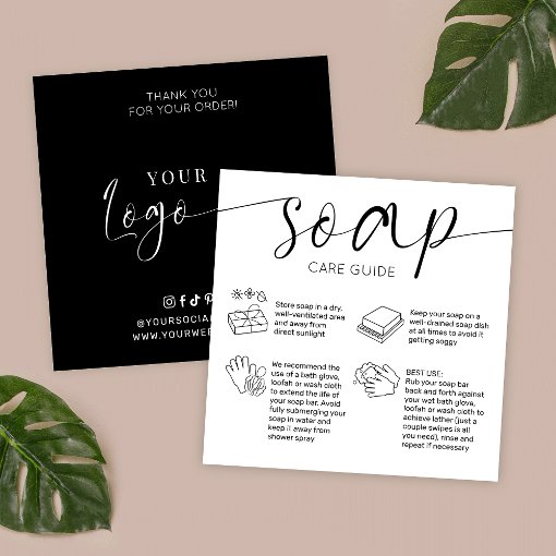 Minimal Elegant Handmade Soap Bar Care Cards | Zazzle