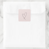 Minimal Elegant Line Art Heart Wedding Blush Pink Square Sticker | Zazzle