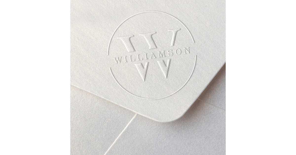 Minimal Elegant Monogram Family Name Circle Crest Embosser | Zazzle