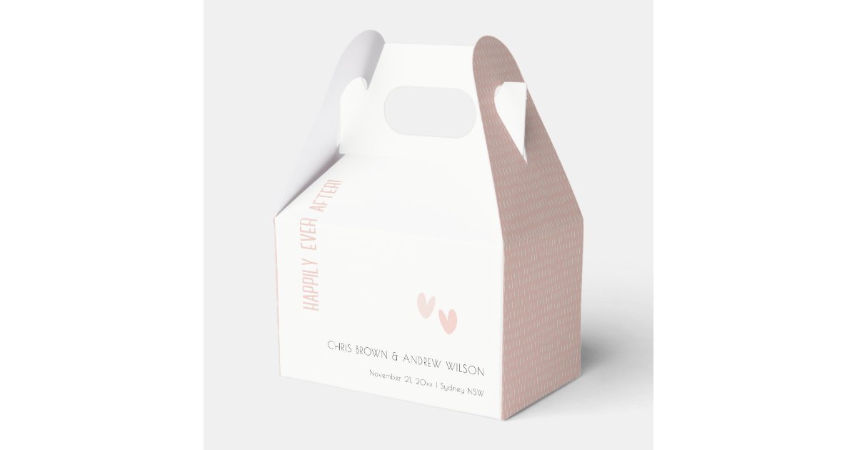 Minimal Elegant Pastel Dusky Pink Hearts Wedding Favor Boxes | Zazzle