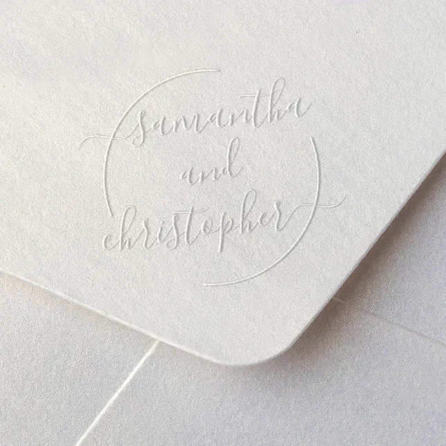Minimal Elegant Script Calligraphy Couple's Name Embosser | Zazzle