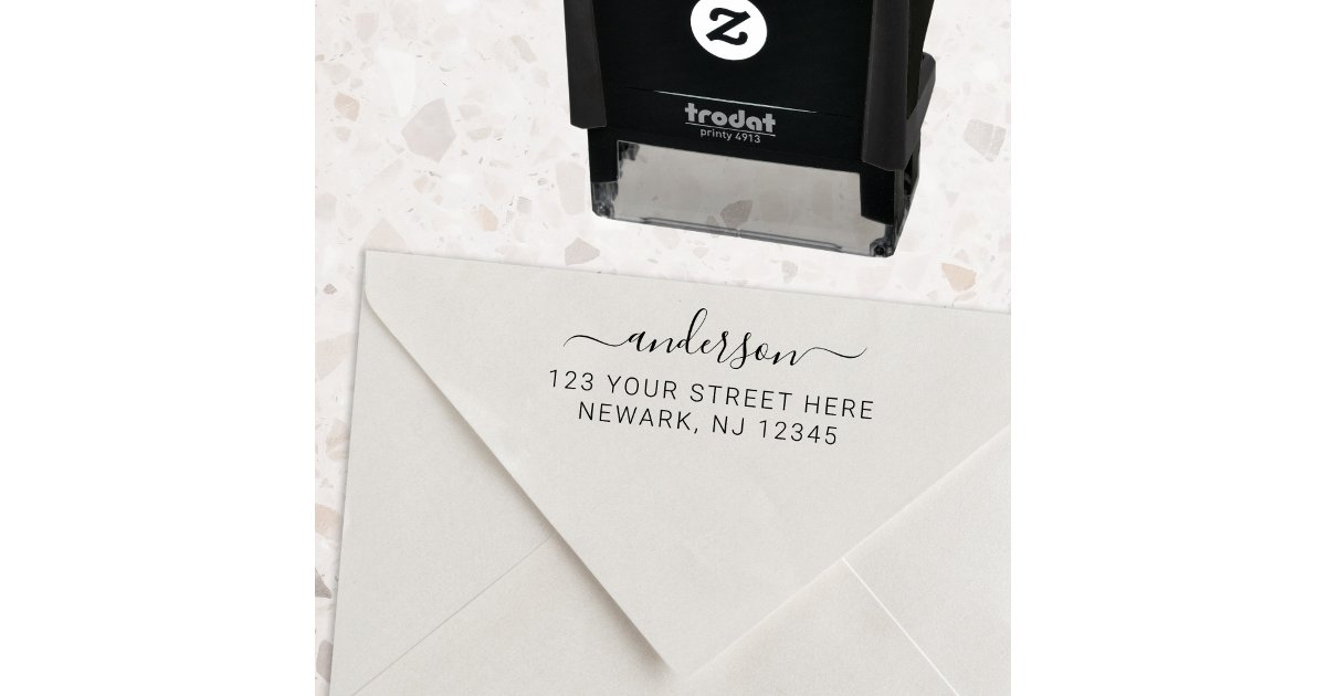 Minimal Elegant Script Return Address Self-inking Stamp | Zazzle