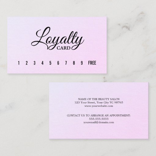 Minimal Elegant Texture Light Pastel Beauty Loyalty Card | Zazzle