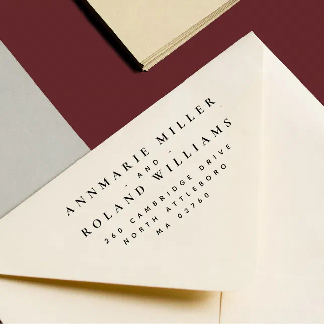 Minimal Elegant Two Last Names Return Address Self-inking Stamp | Zazzle