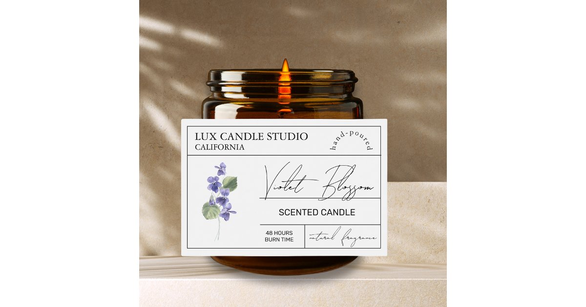 Minimal Elegant Violet Candle Jar Label | Zazzle