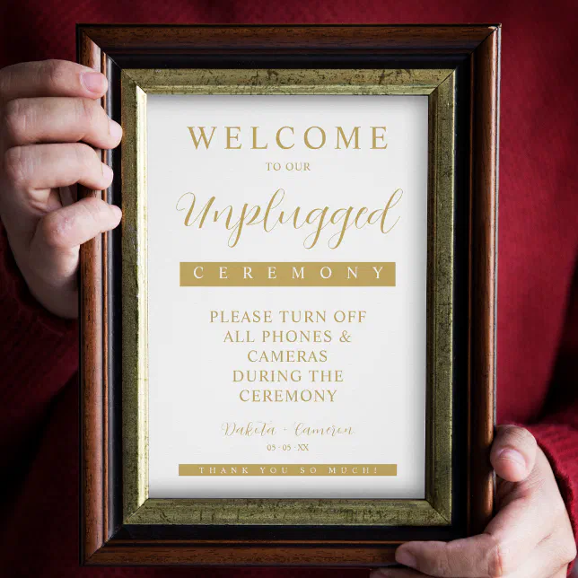 Minimal Fake Golden Effect Simple Unplugged Script Poster | Zazzle