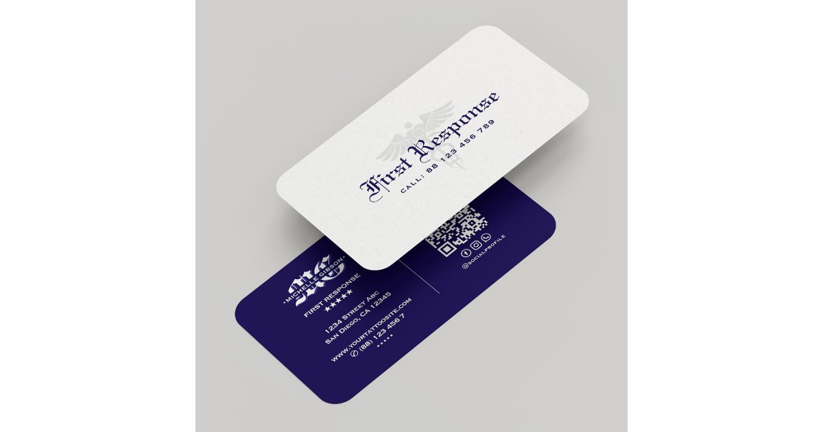 Minimal First Response Agency Dark Blue Business Card | Zazzle