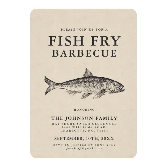 Minimal Fish Fry Party Customized Invitation | Zazzle.com