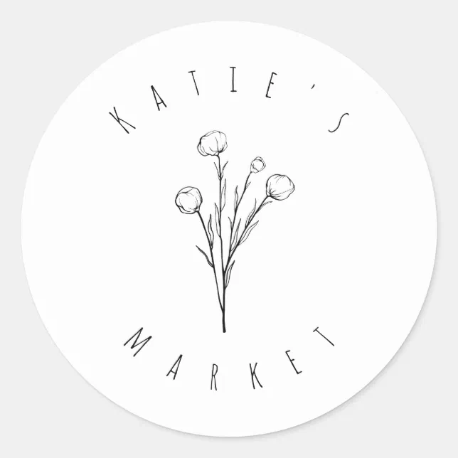 Minimal Floral Sketch Sticker | Zazzle
