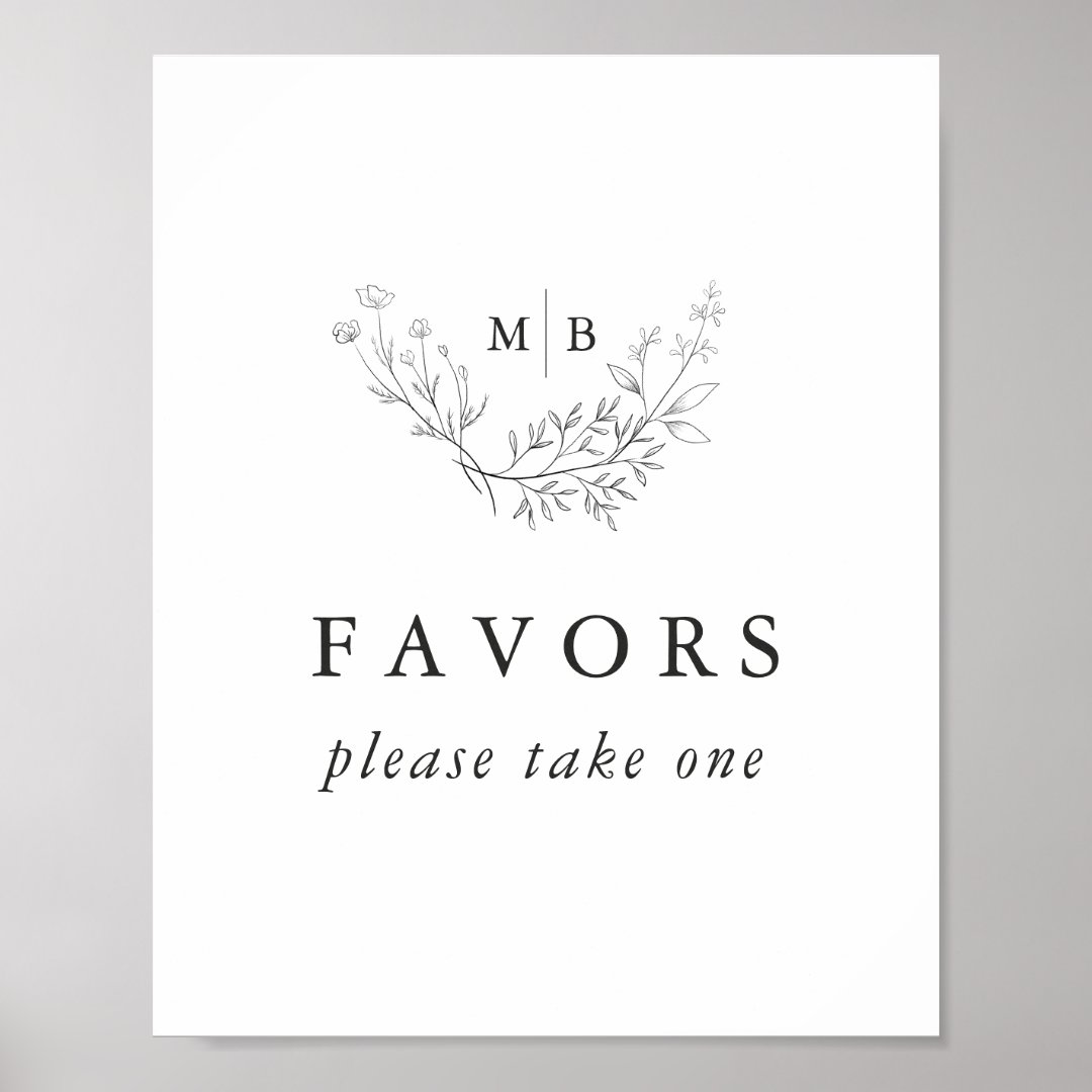 Minimal Formal Monogram Wedding Favors Sign | Zazzle