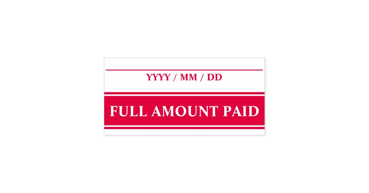 Minimal "FULL AMOUNT PAID" Rubber Stamp | Zazzle
