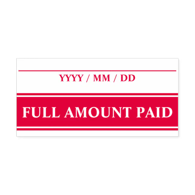 Minimal "FULL AMOUNT PAID" Rubber Stamp | Zazzle