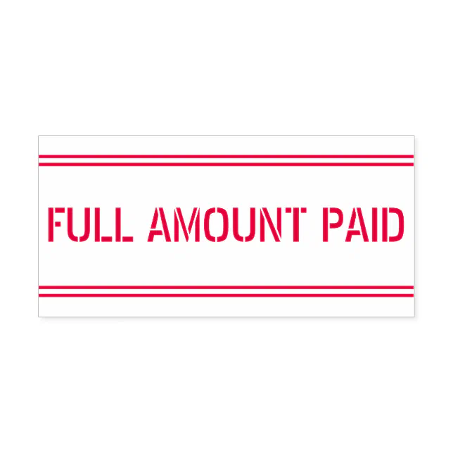 Minimal "FULL AMOUNT PAID" Rubber Stamp | Zazzle