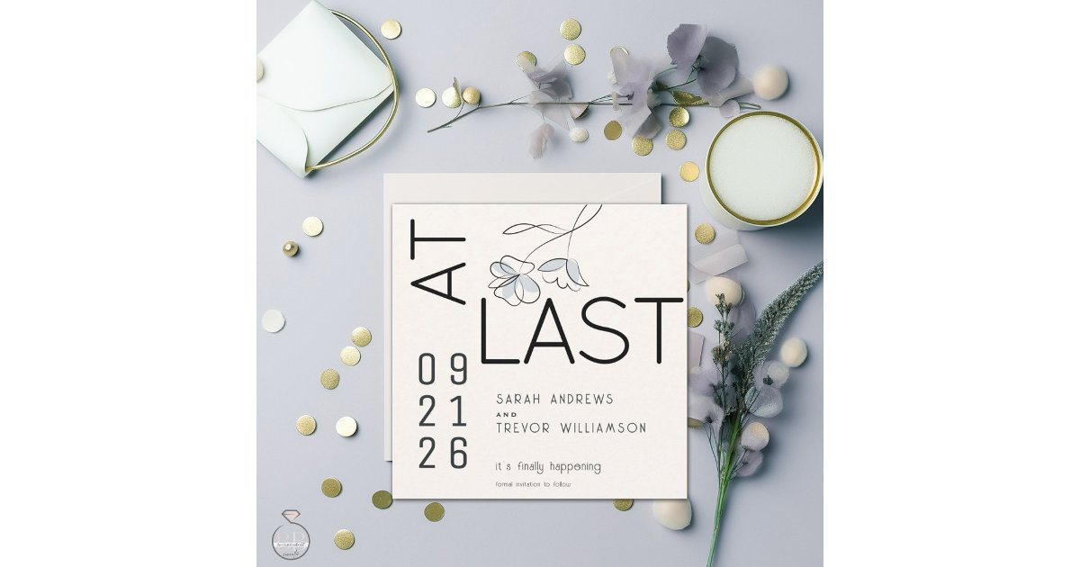 Minimal Funny Modern Floral Dusty Blue and Buff Invitation | Zazzle