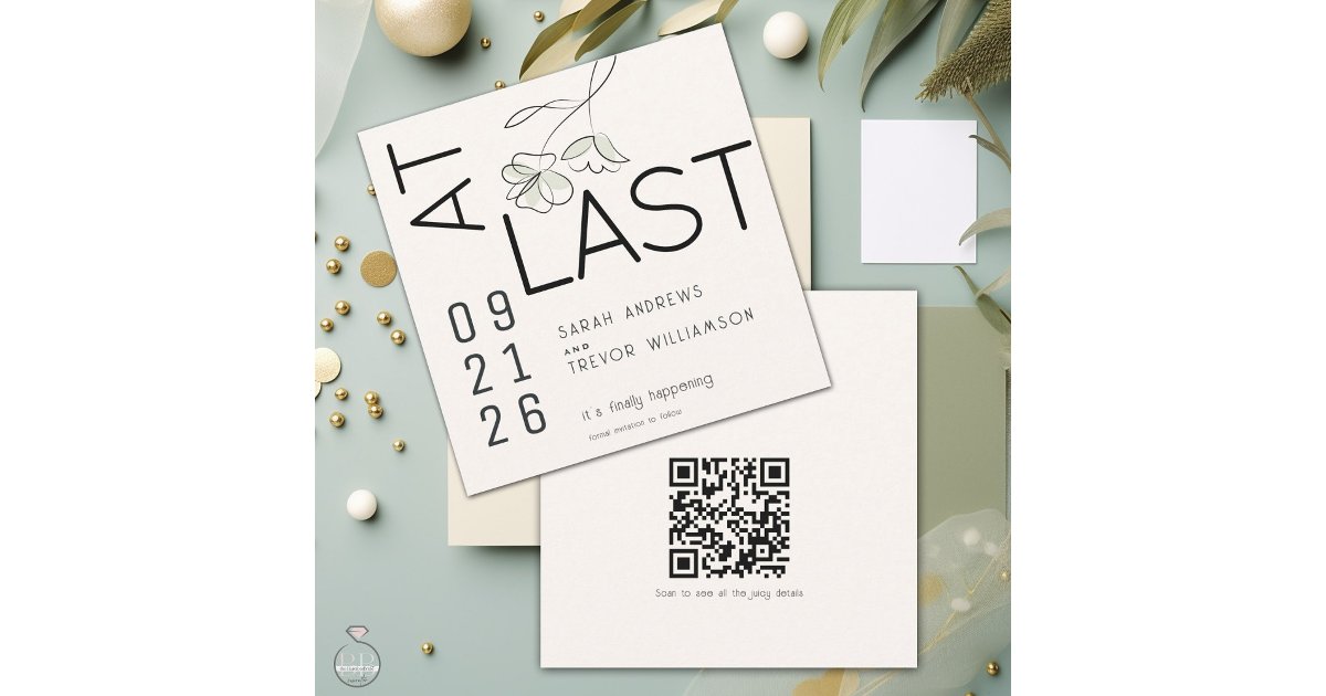 Minimal Funny Modern Floral Muted Sage and Buff Invitation | Zazzle