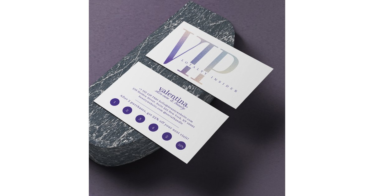 Minimal Glitter & Luxury Shine Purple VIP Loyalty Card | Zazzle