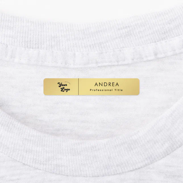 Minimal Gold Business Company Logo Employee Name Kids' Labels | Zazzle