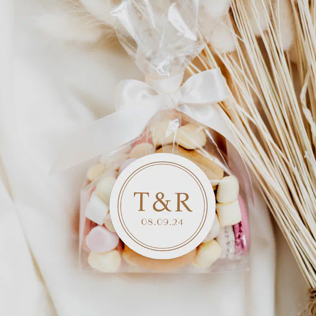 Minimal Gold Monogram Wedding Envelope Seals | Zazzle