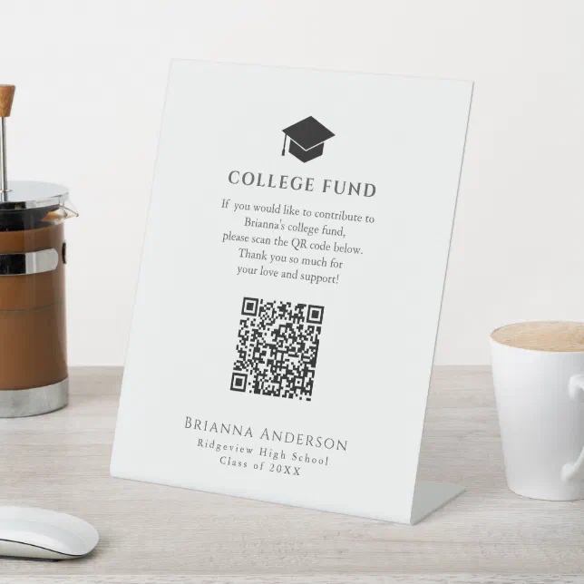 Minimal Graduation Cap College Fund Pedestal Sign | Zazzle
