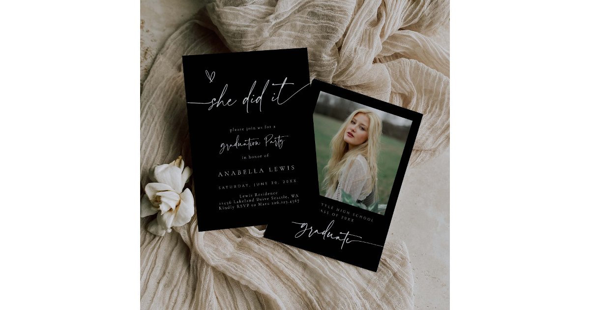 Minimal Graduation Party Invitation Photo Card | Zazzle