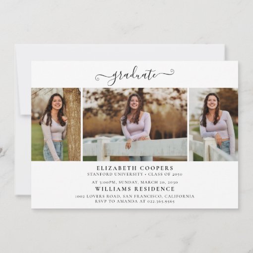 Minimal Graduation Party with Photo Invitation | Zazzle