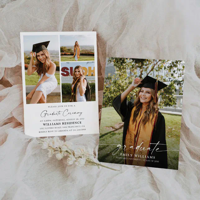 Minimal Graduation Party with Photo Invitation | Zazzle