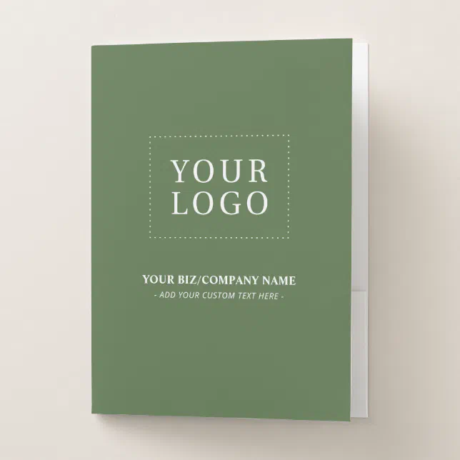 Minimal Green Custom Business Logo Promotional Pocket Folder | Zazzle