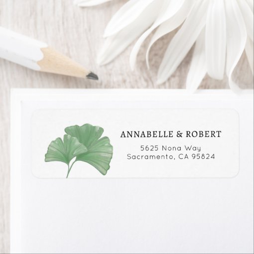 Minimal Greenery Ginkgo Tree Watercolor Wedding Label | Zazzle Minimal Greenery Ginkgo Tree Watercolor Wedding Label | Zazzle