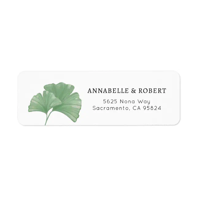 Minimal Greenery Ginkgo Tree Watercolor Wedding Label | Zazzle