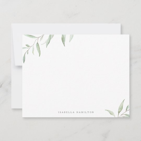 Minimal greenery rustic Personalized Stationery Note Card | Zazzle.com